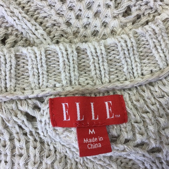 Elle | Sweaters | Elle Women Beige Knit Sweater Metallic M | Poshmark